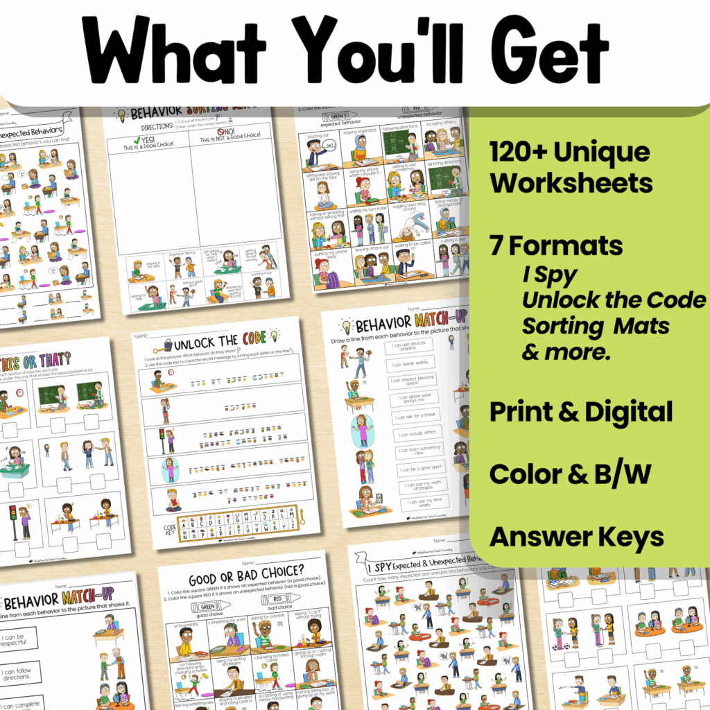 Expected Behavior Worksheets - WholeHearted School Counseling